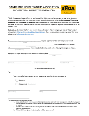 Fillable Online Approval Form - Sandridge Homeowner's Association ...