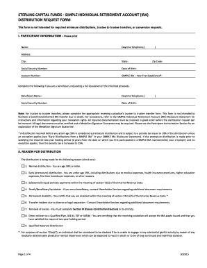 Fillable Online SIMPLE IRA Distribution Form - SterlingCapitalFunds.com ...