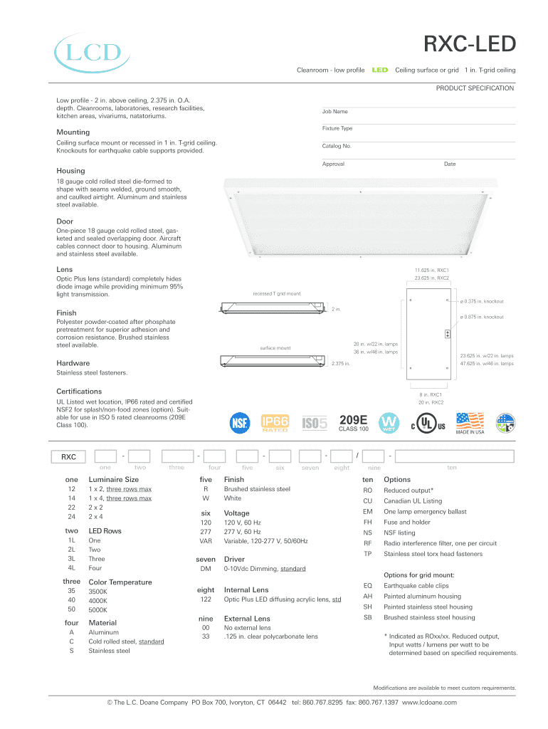 Fillable Online RXC-LED - The L.C.Doane Company Fax Email Print - pdfFiller