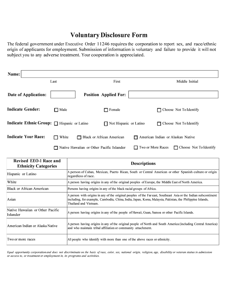 Fillable Online Voluntary Disclosure Form - wikiform.org Fax Email ...