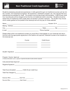 Fillable Online midmich A cademic Non-Traditional Credit Application S ...