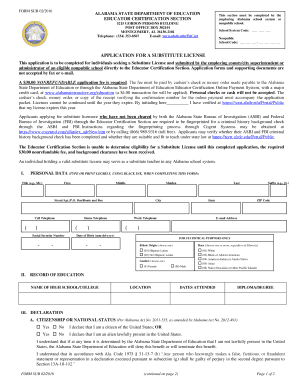 Fillable Online APPLICATION FOR A SUBSTITUTE LICENSE - winstonk12.org ...