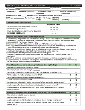 Fillable Online SRP CHECKLIST AND REQUEST FOR DESIGN ... - Salt River ...