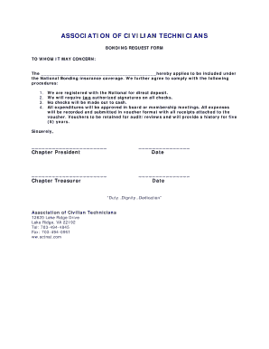 Fillable Online Bonding Request Form.pdf - actnat Fax Email Print ...