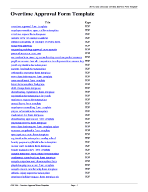 Fillable Online Overtime Approval Form Template. overtime approval form ...
