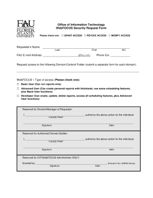 Fillable Online fau HRS Security Request Form Revised 2 .rtf - fau Fax Email Print - pdfFiller