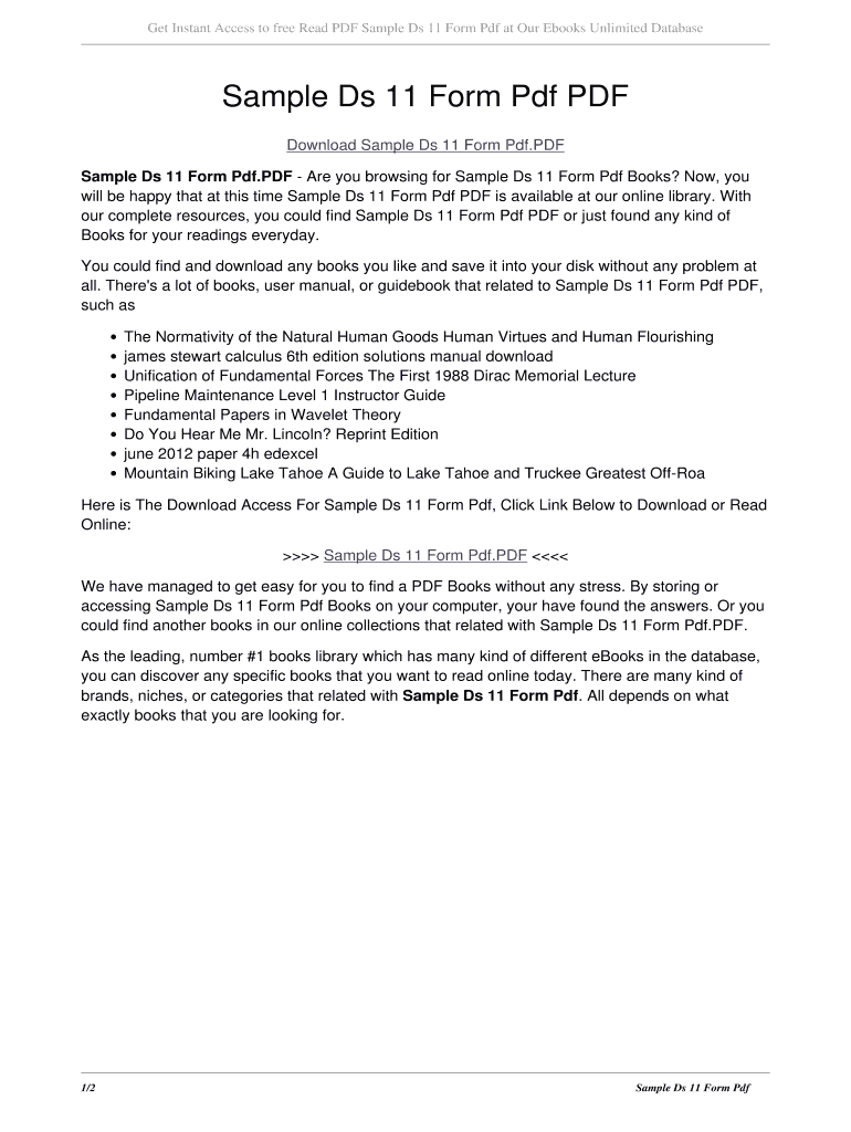 Fillable Online Sample Ds 11 Form Pdf PDF. sample ds 11 form pdf PDF ...