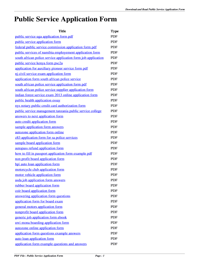 Fillable Online Public Service Application Form. public service application form Fax Email Print ...