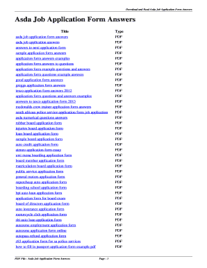 Fillable Online Asda Job Application Form Answers. asda job application ...