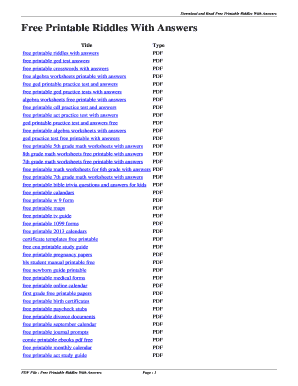 Fillable Online esu rhesus Free Printable Riddles With Answers. free ...