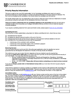 Fillable Online Priority Results Information: Results and Certificates ...