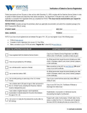 Fillable Online waynecc Verification of Selective Service Registration ...