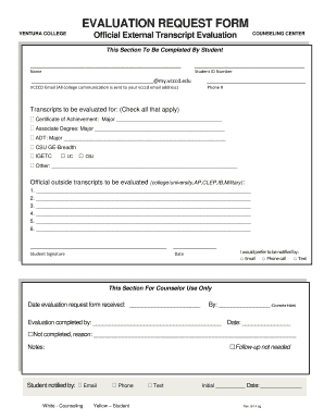 Fillable Online venturacollege evaluation request form - Ventura ...