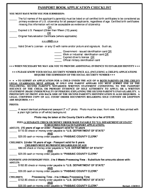 Fillable Online PASSPORT BOOK APPLICATION CHECKLIST Fax Email Print ...