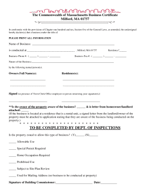 Fillable Online Instructions to Complete a DBA application - the Town ...