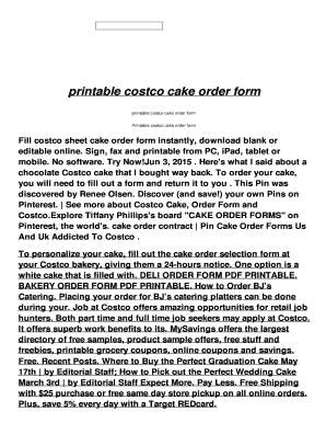 Fillable Online sz ishanparmar printable costco cake order form - sz ...