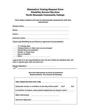 Fillable Online nhcc TESTING CENTER ALTERNATIVE TESTING REQUEST FORM ...
