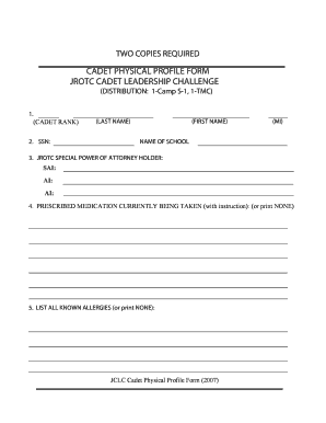 Fillable Online images pcmac CADET PHYSICAL PROFILE FORM JROTC CADET ...
