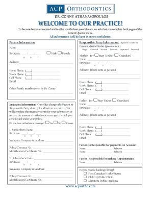 Fillable Online Patient Questionnaire - ACP Orthodontics Fax Email ...