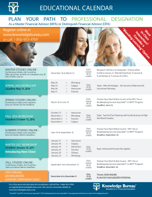 Fillable Online educational calendar - Knowledge Bureau Fax Email Print ...