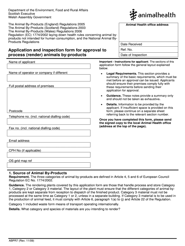 Fillable Online Application and inspection form for approval to process ...
