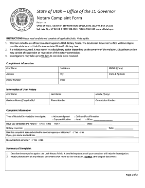 Fillable Online site utah State of Utah Office of the Lt. Governor ...