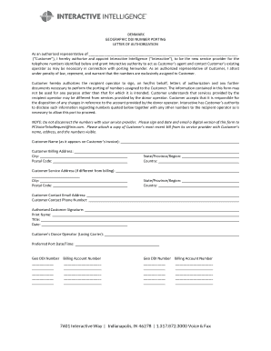 Fillable Online Geographic DDI Number LOA Form Fax Email Print - pdfFiller
