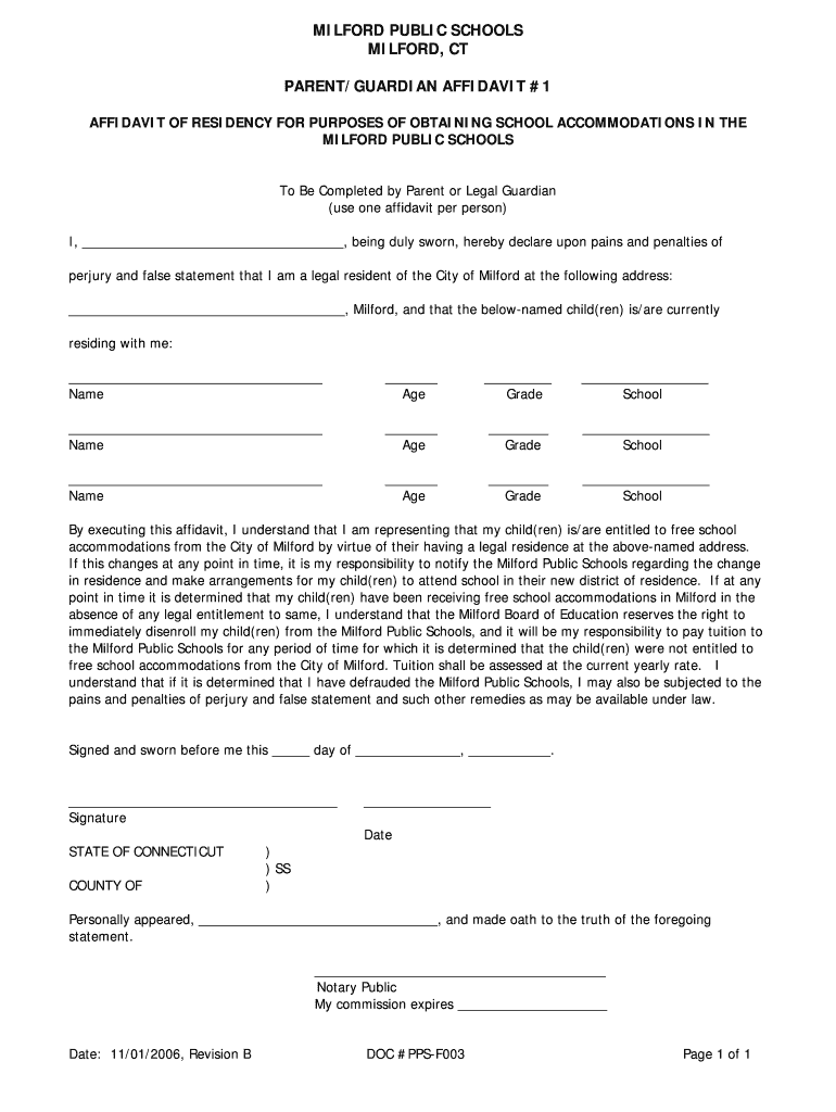Fillable Online milforded MILFORD PUBLIC SCHOOLS MILFORD, CT PARENT ...