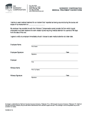 Fillable Online WORKERS COMPENSATION MEDICAL TREATMENT WAIVER FORM Fax ...
