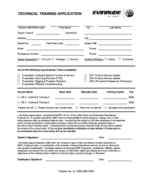 Fillable Online Technical Training Schedule - Evinrude Government Sales ...