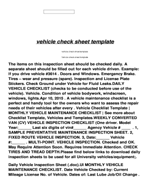 Fillable Online cu fumolin vehicle check sheet template - cu.fumolin ...