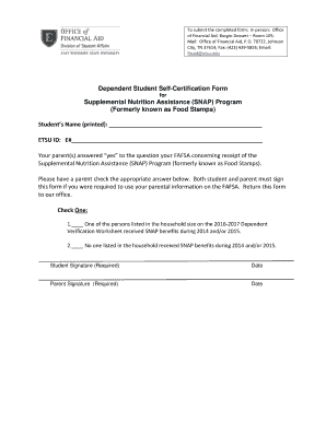 Fillable Online etsu Dependent Student Self-Certification Form - ETSU ...