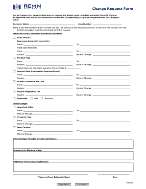 Fillable Online Change Request Form - remnwholesale.com Fax Email Print ...
