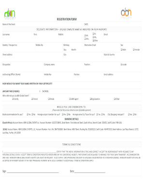 Fillable Online registration form - ABN Global Events Fax Email Print ...