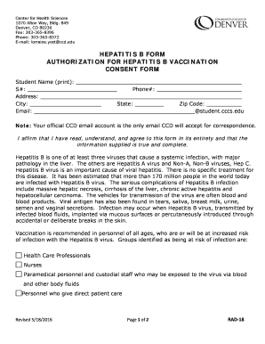 Fillable Online ccd Hepatitis B Form - Community College of Denver Fax ...