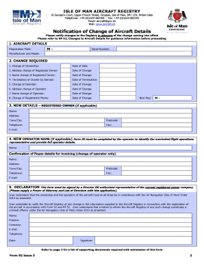 Fillable Online gov Notification of Change of Aircraft Details - Isle ...