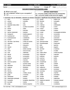 Fillable Online C.E. GISNO Subject: ENGLISH Teacher: ANDR MATA Fax ...