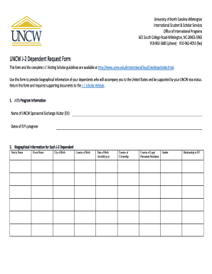 Fillable Online uncw UNCW J-2 Dependent Request Form Fax Email Print ...