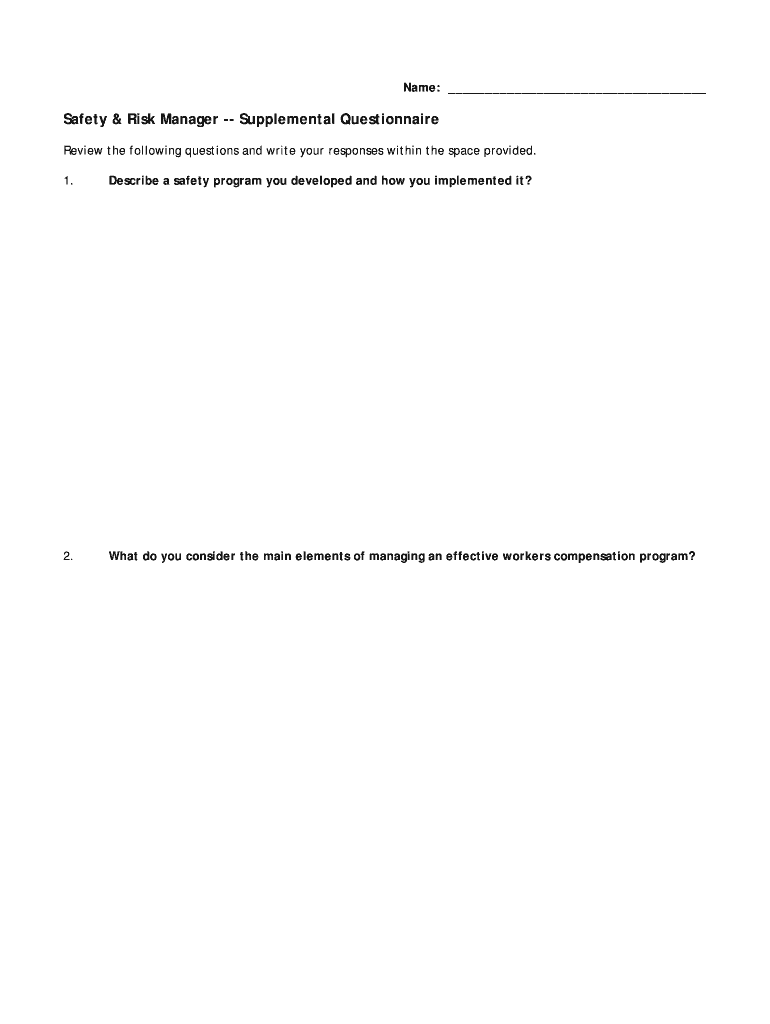 Fillable Online padredam Safety & Risk Manager -- Supplemental ...