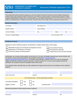 Fillable Online sjsu Certificate Application Form - sjsu.edu Fax Email ...