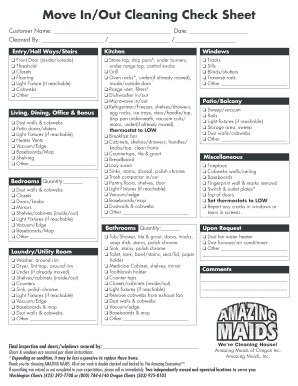 Fillable Online Move in/out Check list - Amazing Maids Fax Email Print ...