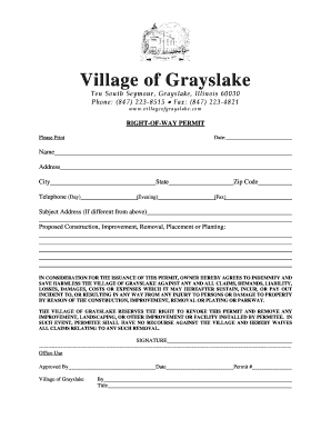 Fillable Online RIGHT-OF-WAY PERMIT.doc Fax Email Print - pdfFiller