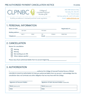 Fillable Online clpnbc PAP Cancellation form - clpnbc Fax Email Print ...