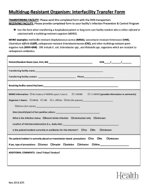 Fillable Online public health oregon Long Term CAre facility Transfer ...