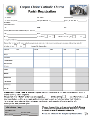 Fillable Online Parish Registration Form - Corpus Christi Catholic ...