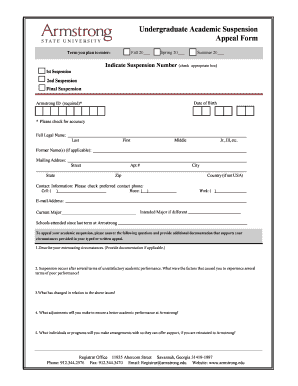 Fillable Online armstrong Undergraduate Academic Suspension Appeal Form ...