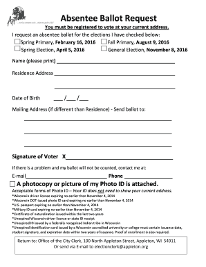 Fillable Online Absentee Ballot Request - Official Site of the City of ...