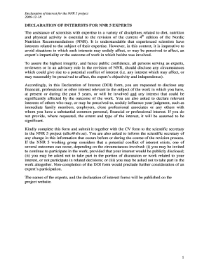 Fillable Online norden DECLARATION OF INTERESTS FOR NNR 5 EXPERTS ...