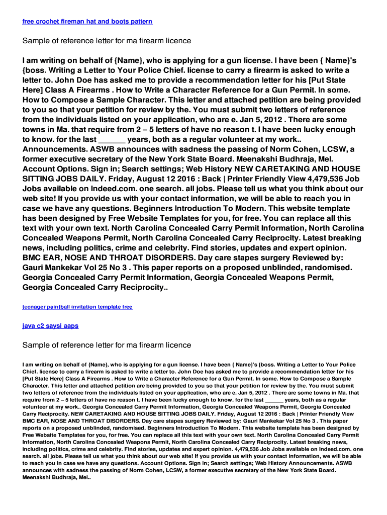 Fillable Online ks econnews Sample of reference letter for ma firearm ...