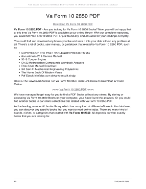 Fillable Online Va Form 10 2850 PDF. va form 10 2850 PDF Fax Email ...